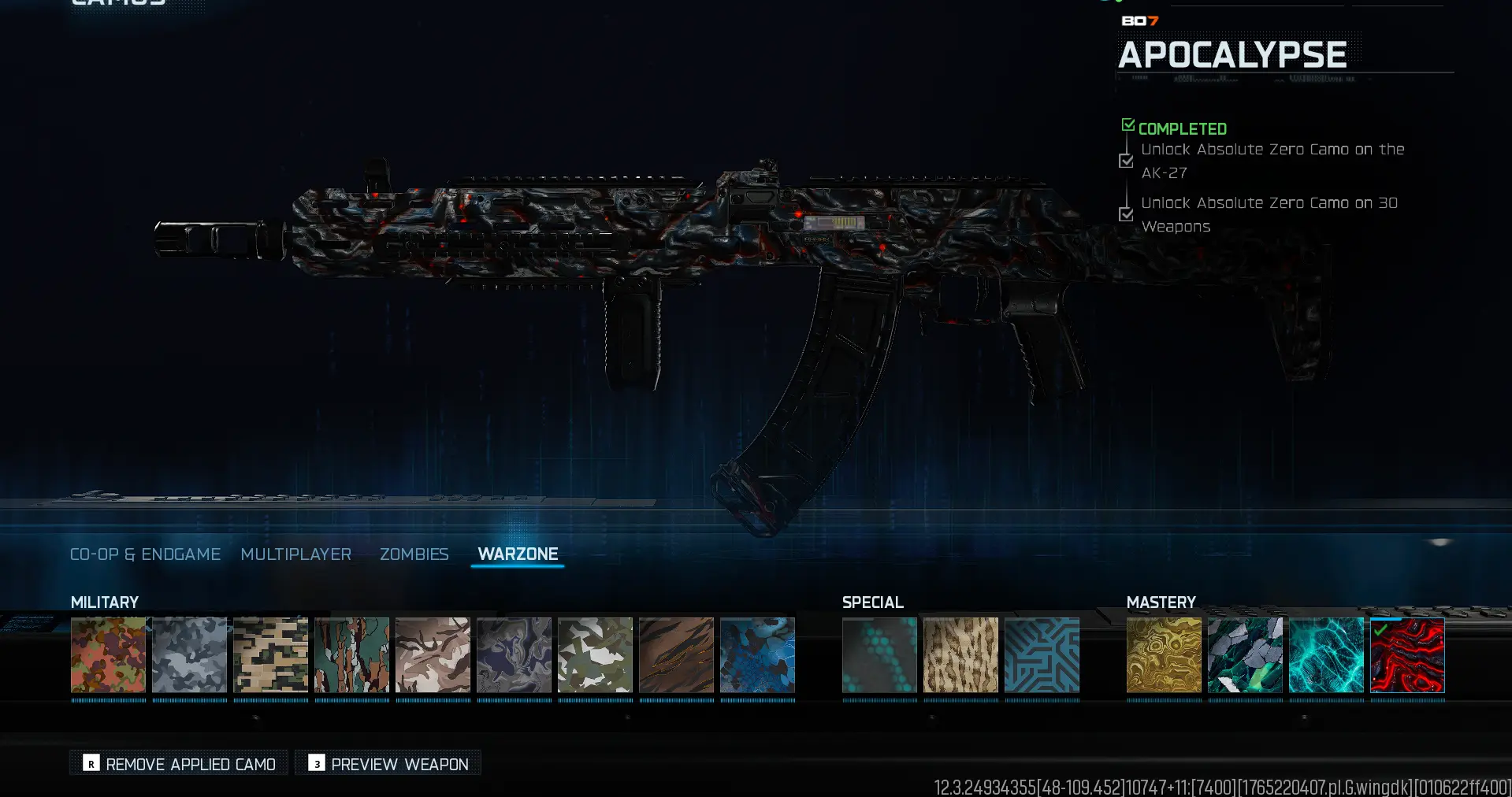 Buy 💀[ B07 ]💀 30 APOCALYPSE CAMO 👽 LEVEL 55 👹 PRESTIGE 3 👺 450 CAMOS 🤩 ...