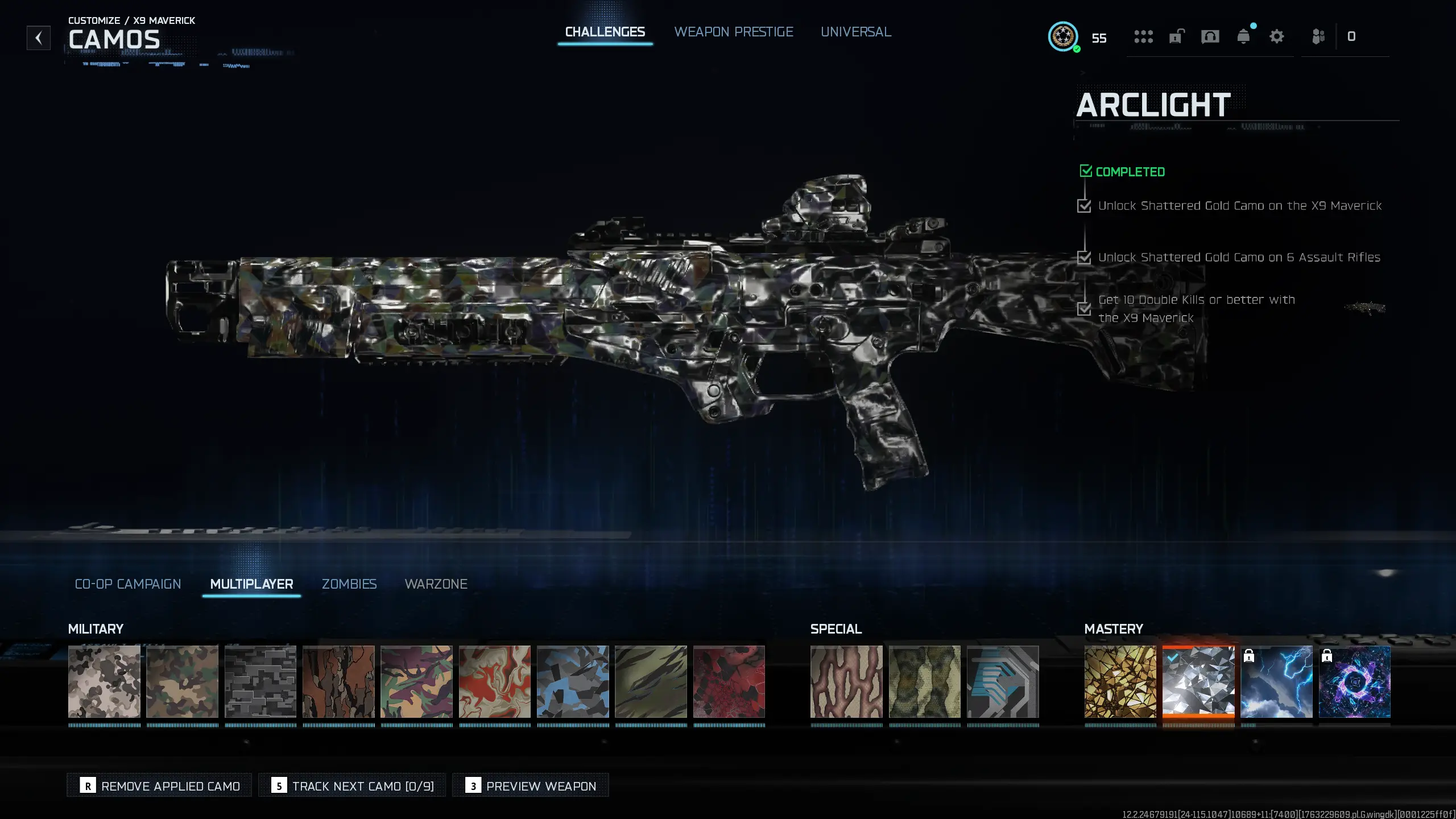 Kaufe 🎮 BO7 🎮 Arclight Camo on 6 ARs ⚡ 6 Shattered Gold ️ Level 55🐦‍🔥 ...