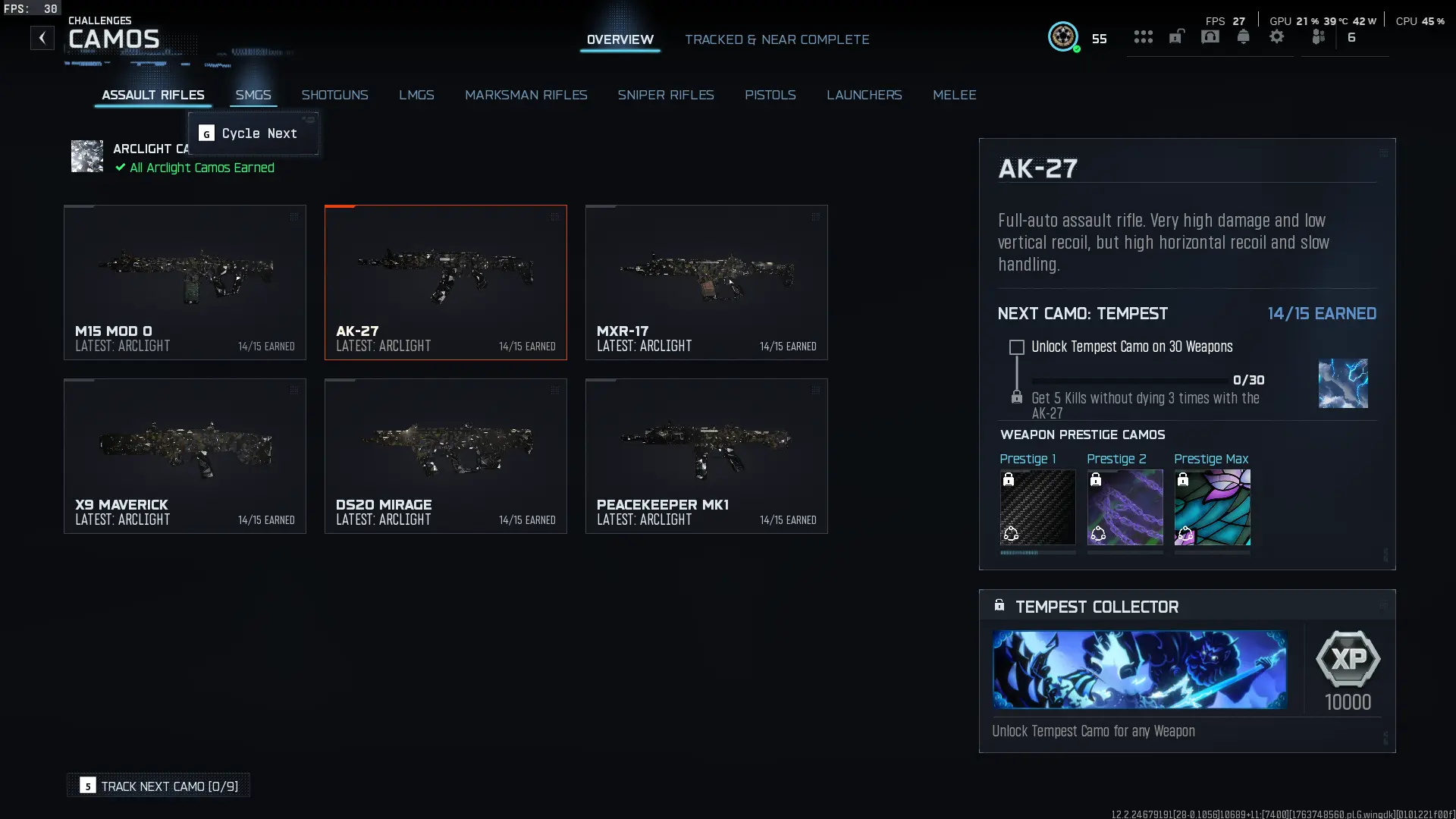 Vásárolj BO7 🔥 12× Arclight Camos Unlocked 🎯 Level 55 Maxed 💎 150 ...