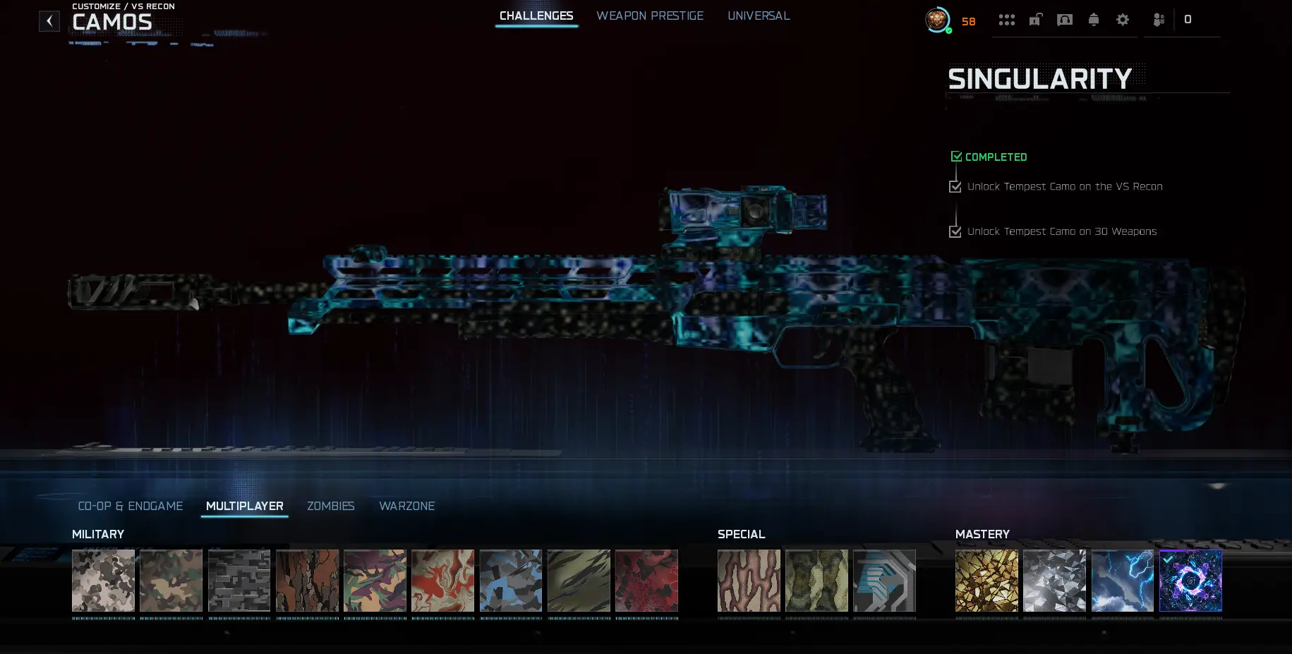 Buy 🔥 BO7 Singularity Camo 🏔️ Prestige Master 58 🛶 Battle Pass S1 ...