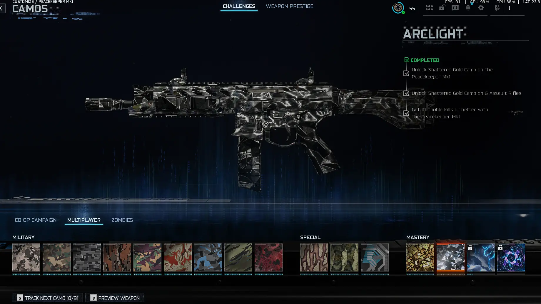 ซื้อ 🏹🔥 BO7 🔥🏹 12 Arclight 🎖 Prestige 1 🎨 156 Camos ⚡ Level 55 🧑‍ ️ ...