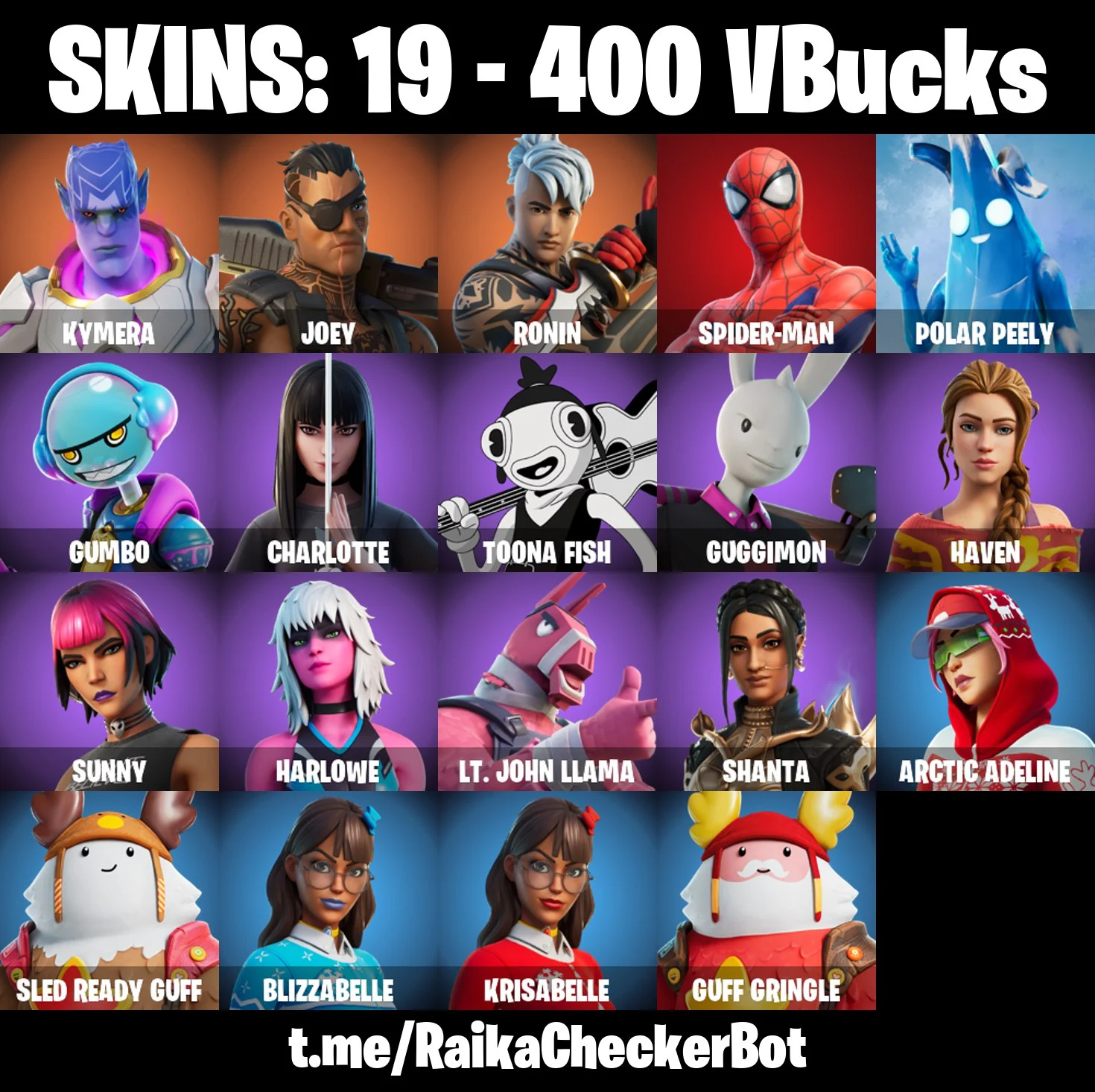 Acquista 🌌 19 Skins 🪐 Charlotte 💫 Kymera 💫 Joey 💫 Ronin 💫 Spider-Man 💫 ...