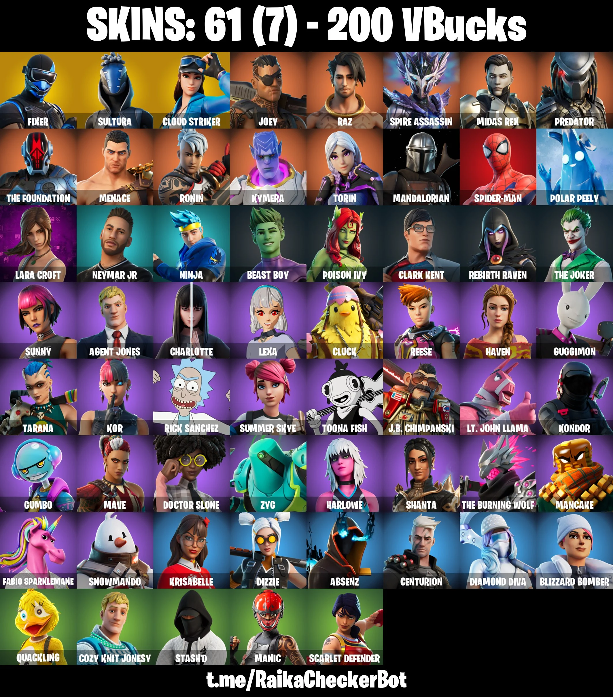 Buy 🦋 61 Skins 🦋 Lara Croft 🦋 Mandalorian 🦋 The Joker 🦋 Midas Rex 🦋 Kor