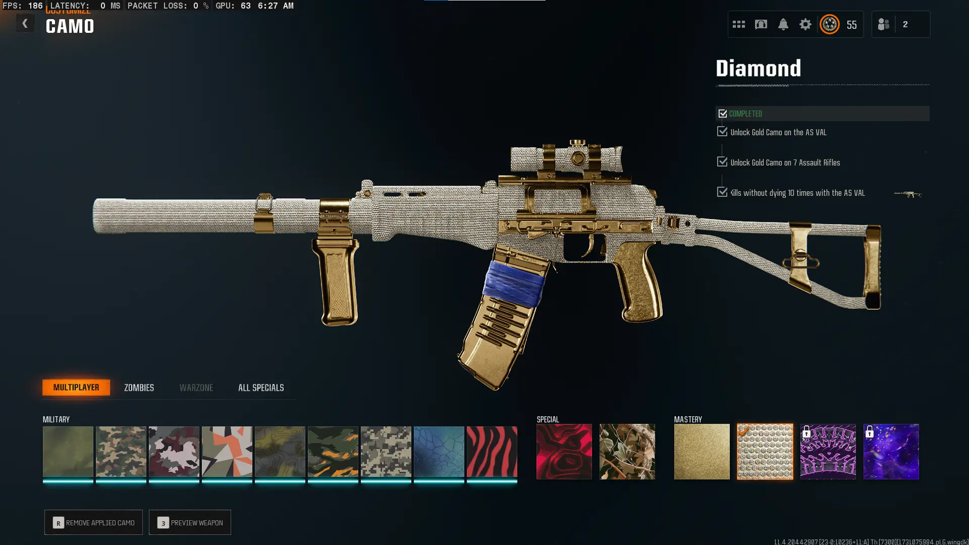 Achetez 【💥 BO6 / Black Ops 💥】【 Level 55 】💥 13 Diamond Camo💠 150+ Camos ...