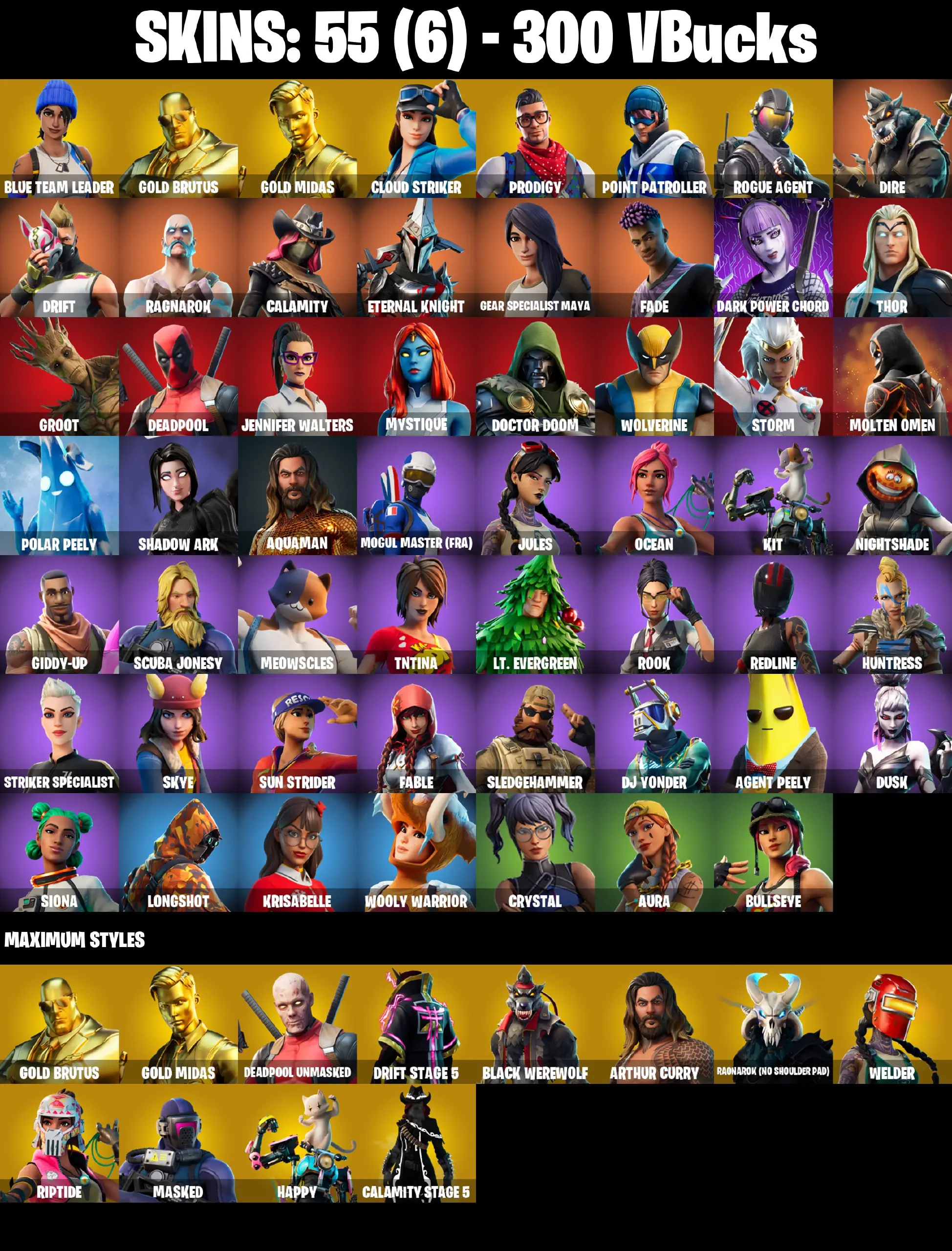 Buy 💎🔥 HIGH QUALITY 🔥💎 55 skins 🌟 Aura 🌟 Crystal 🌟 Bullseye 🌟 Striker ...