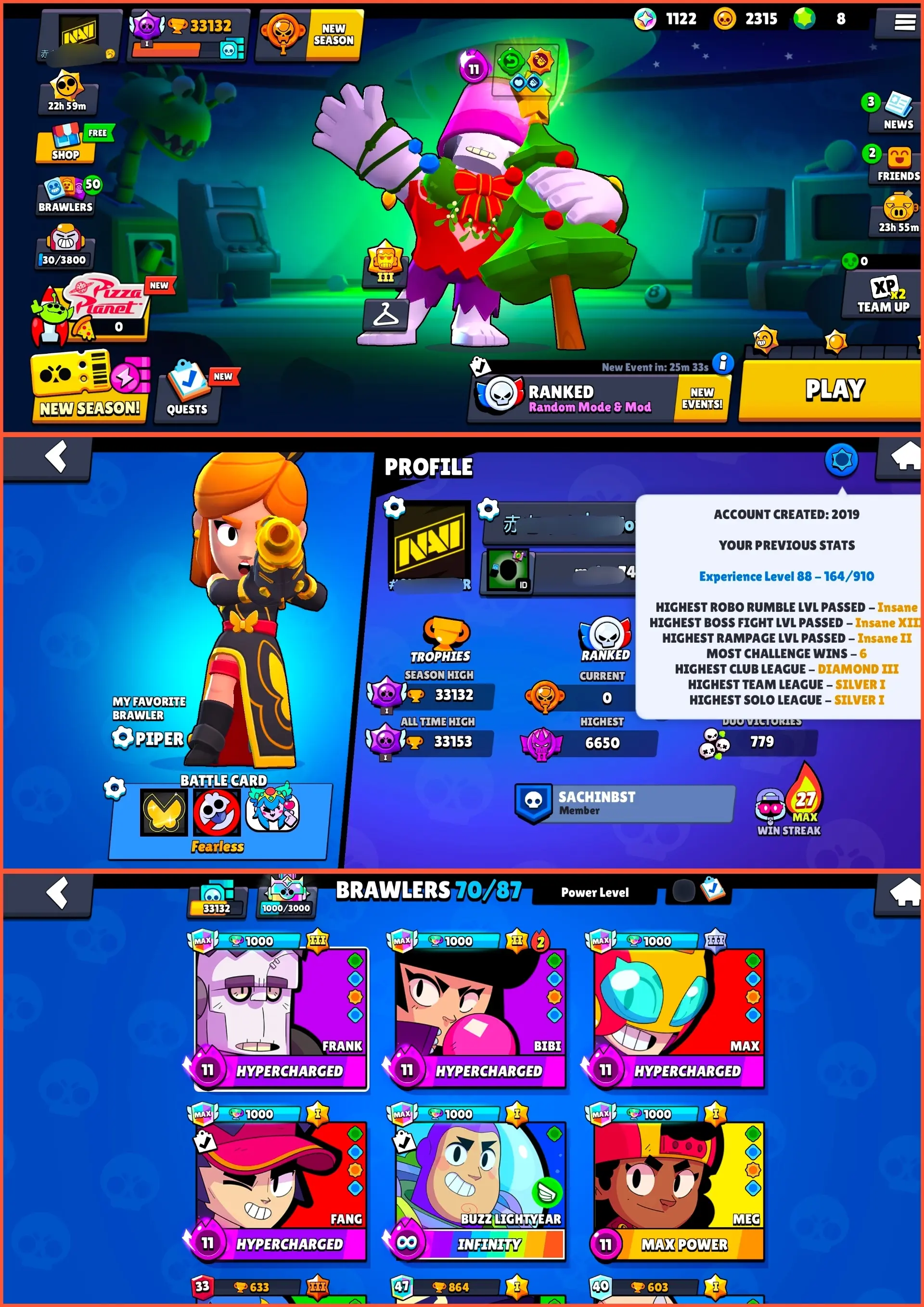 Compre 70 BRAWLERS, 34K TROPHIES [115 SKINS] 5 CHARACTER MAX [4 ...
