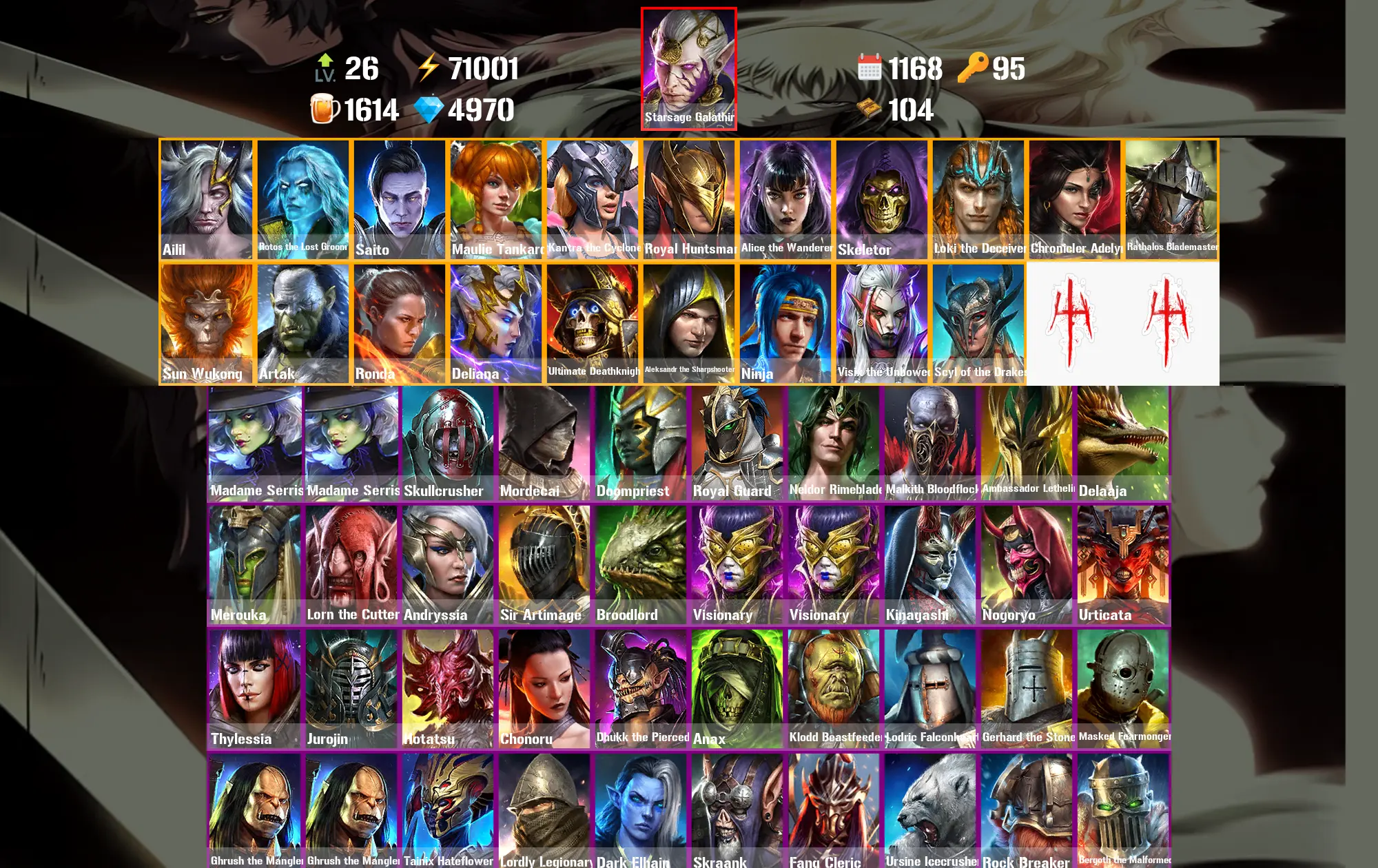 Buy 1168 Days 71.0k Energy [Mythical Starter] Starsage Galathir ⸱ Ailil ...