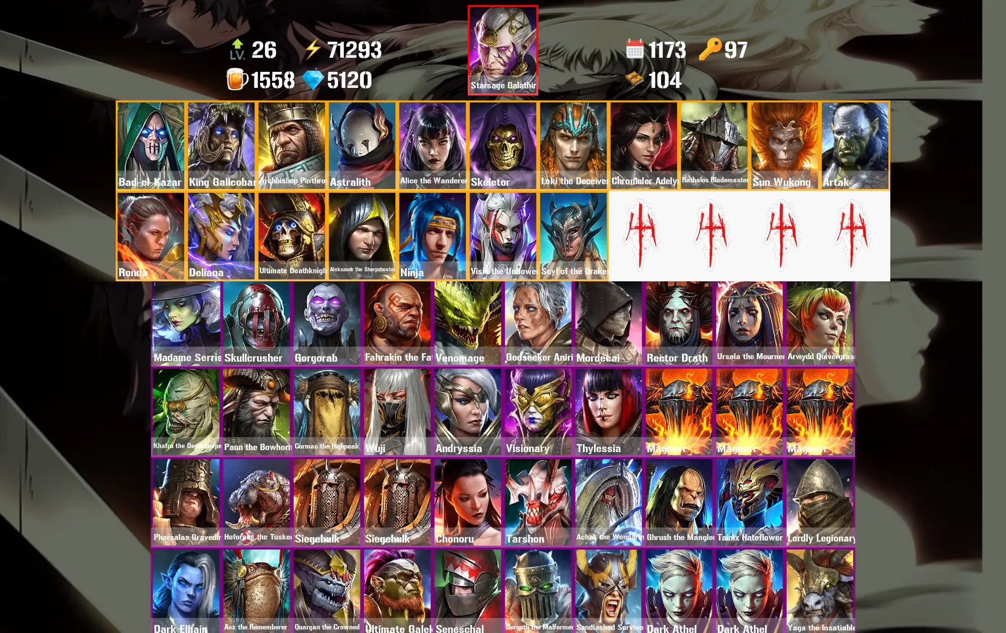 Buy 1173 Days 71.3k Energy [Mythical Starter] Starsage Galathir ⸱ Bad ...