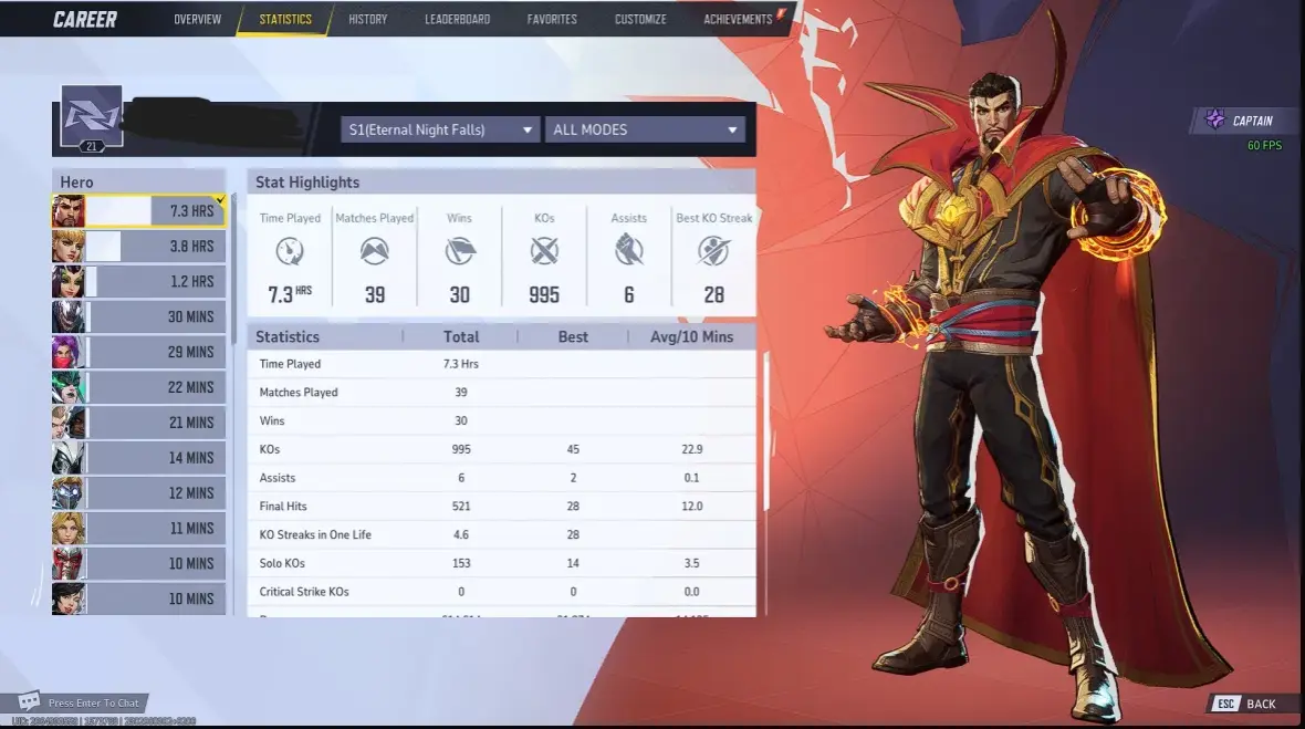 $38.09でMarvel Rivals S1 Grandmaster III 🏅 Level 21 🎯 640 Blue Credits 🎟 ...