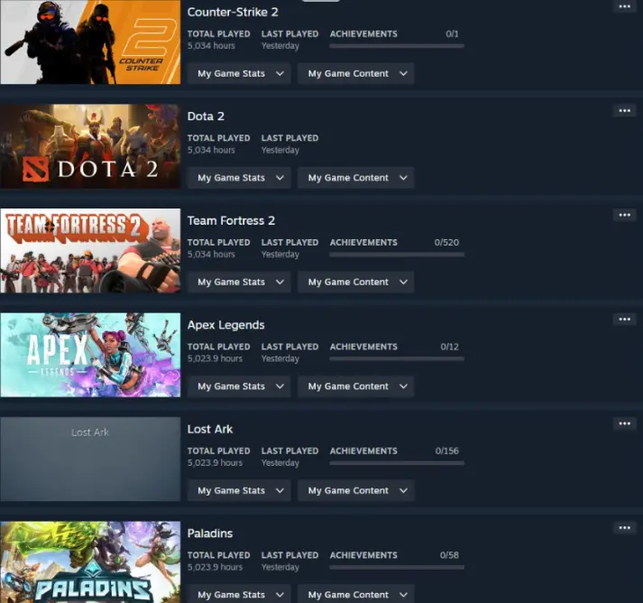 Achetez 🎻CS2 ⸱⚔️5028 Hours Steam Account (+10 games) ⸱🌎Region Free ...