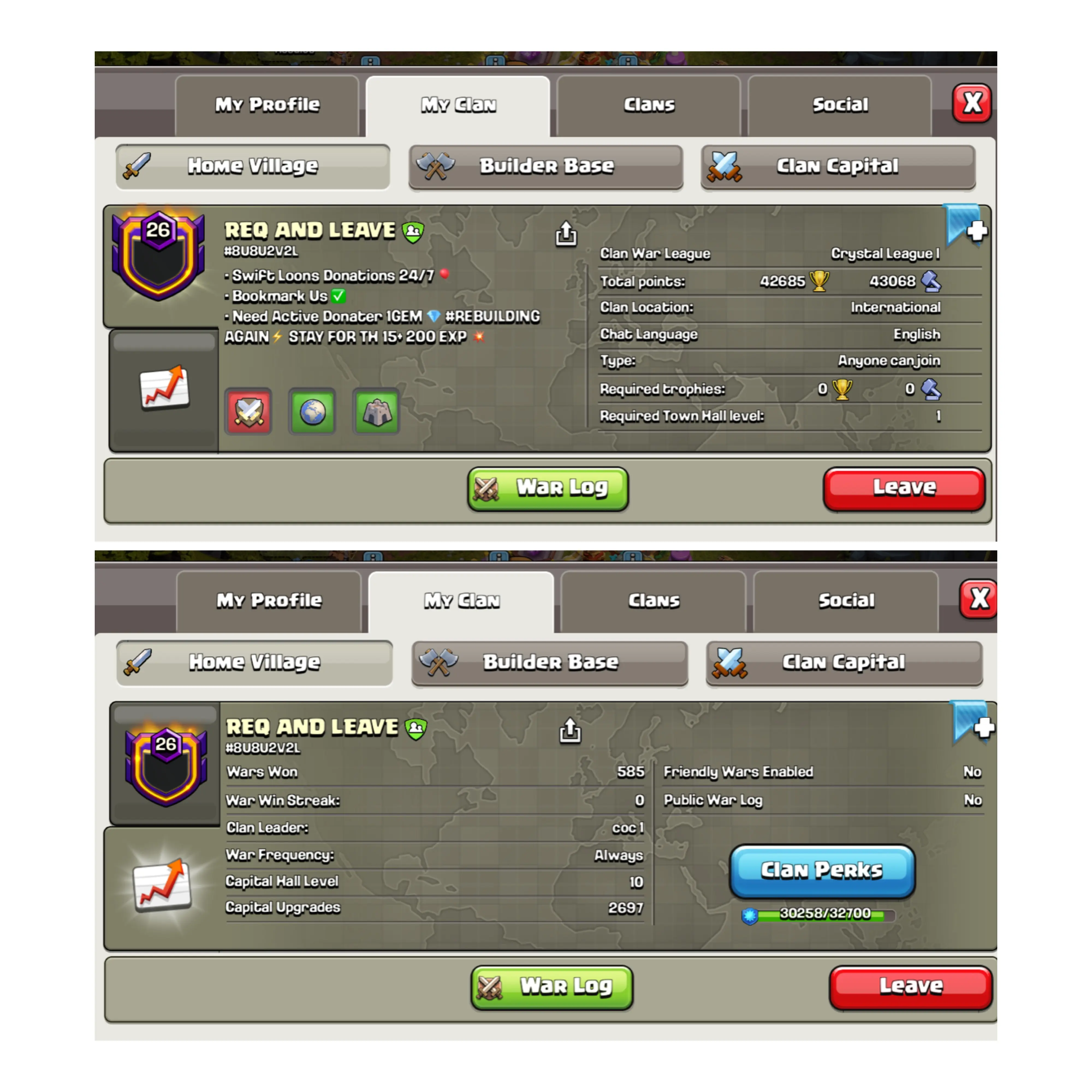 Kaufen [RAREST] LVL 27 TO BE REQ AND LEAVE CLAN ⚡️ FULLY ACTIVE+ ...