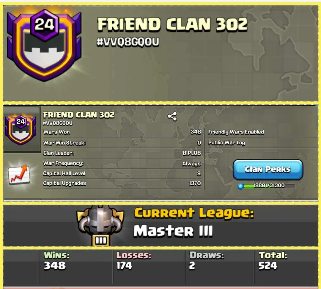 Buy Clan Level 24 🔰 Rare English Name : Friend Clan 🔰 Master 3 🔰 3/1 ...