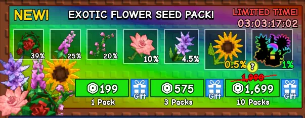 Compre Grow a Garden > Flower Seed Pack x10 [1699R] por $14.88 | RBLX Item