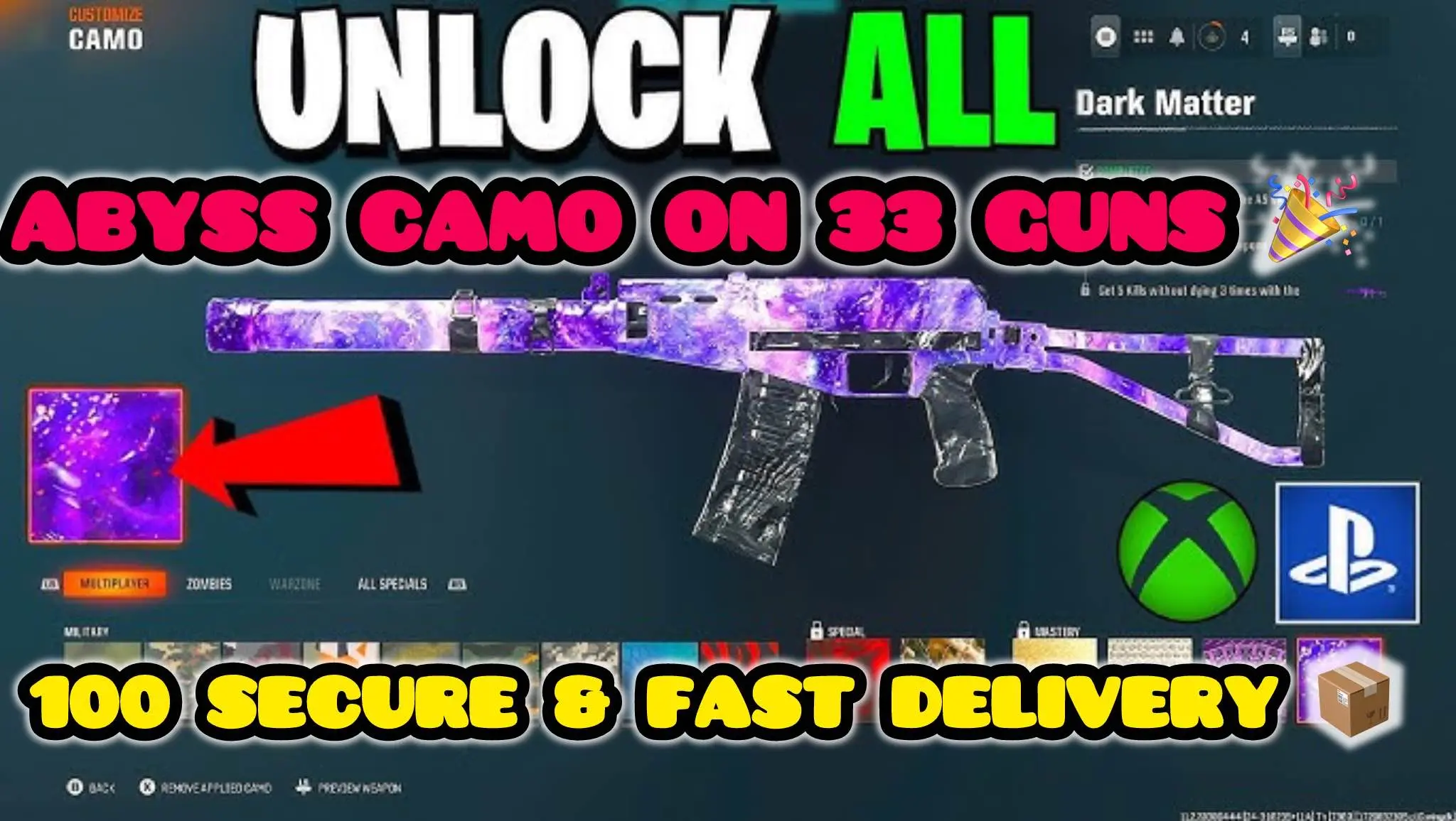 Buy (BO6 & WZ4)ABYSS Camo Unlock On 33 Guns | Black Ops 6 for $36.34 ...